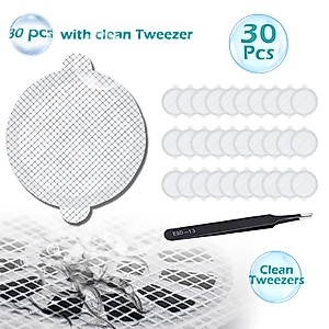 Disposable Shower Drain Hair Catcher Stickers, 30 PCS Mesh Stickers 4.3'' with Clean Tweezers, Shower Drain Stickers Not Rot Anti-Blockage