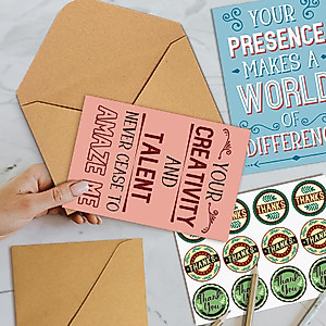 Employees Appreciation Cards Bulk, Thank You Motivational Cards for Business Team Work, Encouragement Affirmation Note Cards for Staff Coworker Friend Family - 12 Unique Designs(4 x 6 In, 24 Pack)