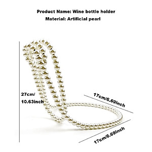 ANDGROPAND (White) Creative Artificial Pearl Necklace Floating Wine Rack Metal Wine Bottle Holder Wine Display Stand for Bars and Home Decoration