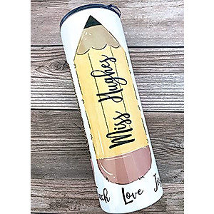 AVITO Personalized 20 oz Teacher Appreciation Cup, Permanent Printing Teacher Gift, Teacher Pencil Tumbler, Teacher Gifts, Teacher Life Cup