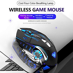 AULA Mechanical Gaming Keyboard Mouse Combo (F2088 Typewriter Style Mechanical Keyboard + SC100 Black Wireless Gaming Mouse)