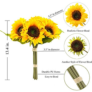 Decpro Artificial Sunflower Bouquets, 9 Heads Realistic Silk Sunflowers for Home Hotel Office Wedding Party Garden Decoration, DIY Floral Arrangement, Centerpieces(Pack of 2)