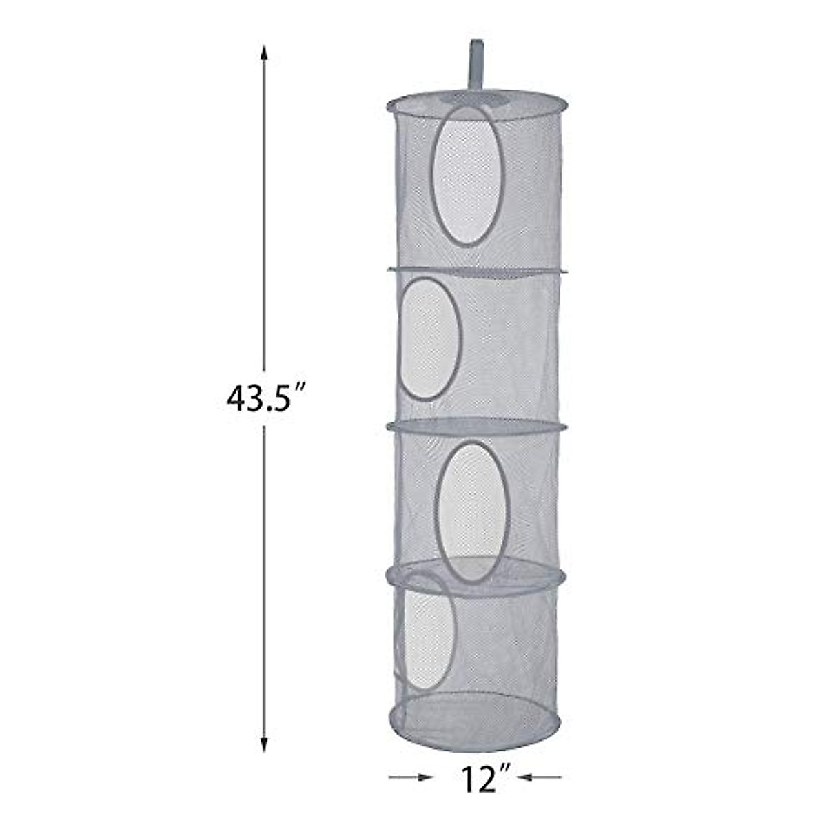 Libeder Mesh Hanging Storage Space Saver Bags Organizer,Foldable Storage Organizer 4 Compartments Toy Storage Basket for Kids Room Bathroom 2 Sets Grey