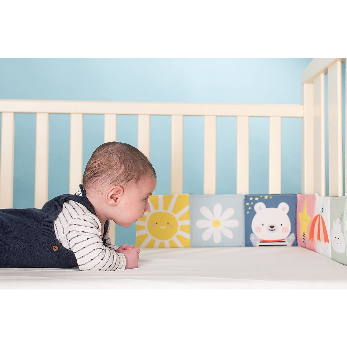 Baby Steps Angel Bear Black White High Contrast Baby Soft Cloth Book Tummy Time Toys,Baby Safe Mirror Teether Early Educational for Infants Toddlers Sensory,0-3 Yrs Newborn Crinkle Book for Babies