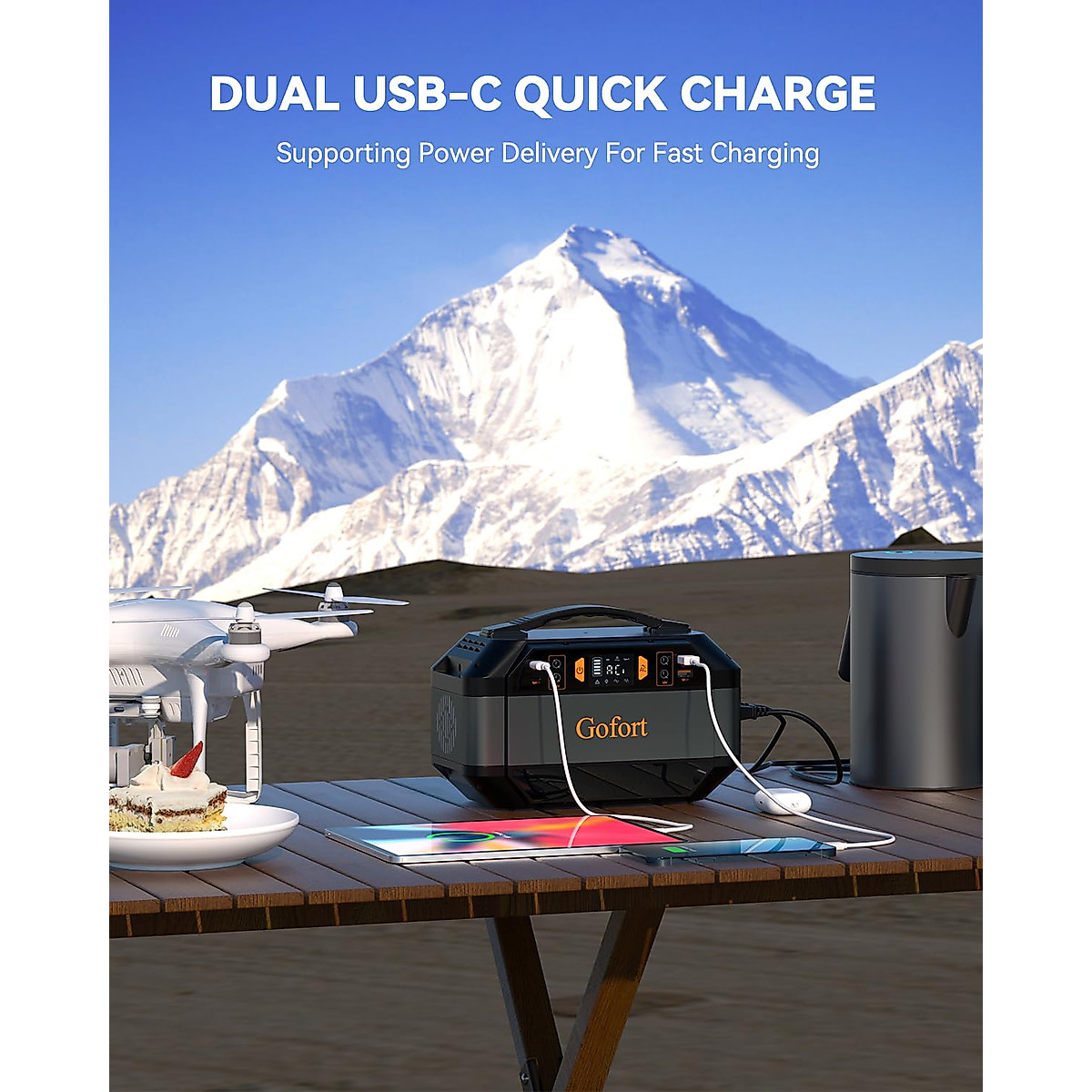 GOFORT Portable Power Station 330W 299Wh Power Supply Solar Generator Backup Battery Pack with 110V Pure Sine Wave AC Outlets USB QC 3.0 DC Port for Home Emergency Outdoor Camping RV Travel