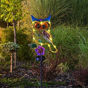 Siegaoo Owl Decorative Solar Light Garden Decor Landscape Path Lights for Outside Yard Patio 41.5" Waterproof Pathway Lawn Art Outdoor Figurine Light Solar Powered Garden Stakes Birthday Present Gift
