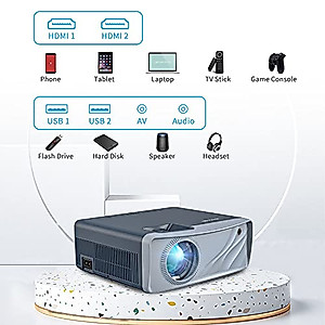 2023 New Mini Projector with 2.4/5G WiFi & Bilateral Bluetooth,7500LM FHD 1080P Native Outdoor Portable Video Projector with Android 9.0, 4K Home Theater Projector with HDMI/USB,Laptop,Phone,TV Stick