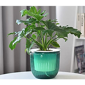 Melphoe 2 Pack Self Watering Hanging Planters Indoor Flower Pots, 6.5 Inch Outdoor Hanging Basket, Plant Hanger with 3Hooks Drainage Holes for Garden Home (Emerald)