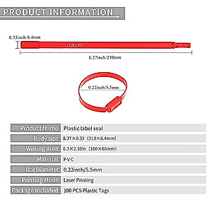 LeadSeals 500 PCS Plastic Seals Fixed Length Security Strap Ties Tamper Evident Shipping Seals Container Seals Numbered Truck Trailer Seals Tags (Red)
