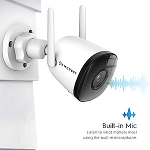 Amcrest 1080P WiFi Camera Outdoor, Smart Home 2MP Bullet IP Security Camera Outdoor Wireless, 98ft Nightvision, Built-in Mic, 102° FOV, 256GB MicroSD Storage (Sold Separately), ASH22-W (Wired Power)