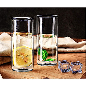 Sun's Tea (Set of 2) 20oz (600ml) Ultra Clear Strong Double Wall Insulated Thermo Glass Tumbler V3 Highball Glass for Beer/cocktail/lemonade/iced Tea/Smoothie (Real Borosilicate Glass, Not Plastic)