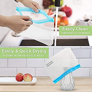 Anpro Reusable Food Storage Bags Leakproof - 11 Pack Anpro BPA Free Freezer Bags (2 Reusable Gallon Bags, 5 Resuable Sandwich Bags, 4 Reusable Snack Bags), Silicone Bags for Lunch