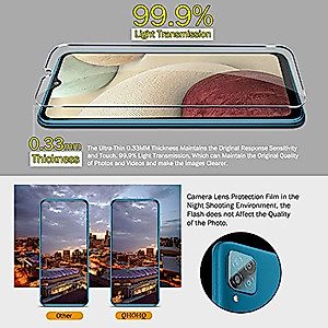 QHOHQ 3 Pack Screen Protector for Samsung Galaxy A12 ＆ A12 Nacho ＆ M12 with 3 Packs Camera Lens Protector,Tempered Glass Film,9H Hardness, HD, Anti-Scratch, 2.5D Edge, Anti-Fingerprint, Easy Install
