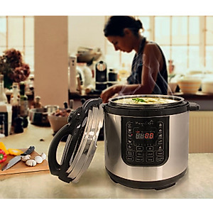 MegaChef MCPR120A 8 Quart Digital Pressure Cooker with 13 Pre-set Multi Function Features, Stainless Steel