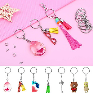 Audab 360Pcs Keychain Bulk, 120Pcs Keychain Rings with Chain and 120Pcs Open Jump Ring with 120Pcs Screw Eye Pins for Crafts and Jewelry Making