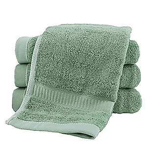 Bamboo Cotton Super Soft Highly Absorbent 4 Pieces Green Towel Set for Bathrome Hand Towel,Salon Towels(4 Piece Green)
