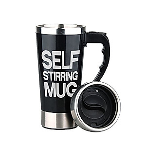 Mengshen Self Stirring Mug - Portable Lazy Auto Mixing Tea Coffee Cup Perfect For Office Home Outdoor Gift 450ml, A008A Black