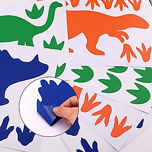 AIEX 6Pcs Dinosaur Wall Decals Dinosaur Footprints Stickers for Boys Girls Bedroom/Nursery/Classroom Decoration (Blue, Orange, Green)
