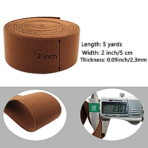Dortrue 2 Inch 5 Yards Brown Sewing Elastic Band Heavy Stretch High Elasticity Elastic Spool for Sewing Pants Waistband, Straps, Craft DIY Projects