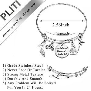 PLITI She Believed She Could So She Did Inspired Gift Fairy Tale Fans Gift Princess Stainless Steel Adjustable Bracelet Gift Friend Jewelry (She believed Cind bg)
