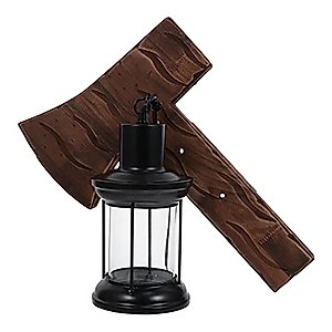 ULTNICE Dresser Decor Wooden Axe Vintage Lantern Halloween Decoration Retro Style Wall Sconce Lamp Outdoor Hanging Lamp for Hallway Porch Home Patio Garden Vanity Decor