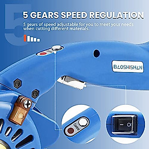 BAOSHISHAN Electric Fabric Rotary Cutter Speed Adjustable Fabric Scissors 100mm/4inch Round Blade 27mm/1.06inch Thickness Cutting Machine for Multilayer Fabric Leather Cloth Carpet (Blue)