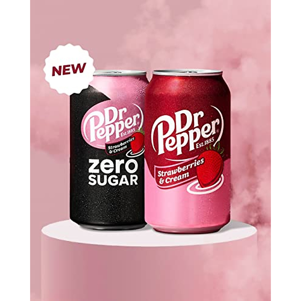 Dr Pepper Strawberry and Cream Soda - 12 Fl Oz Cans - New Strawberries and Cream Flavor - ZERO Sugar | 12 Pack