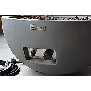 MODENO Outdoor Fire Pit Natural Gas Garden Fire Bowl, 40,000 BTU CSA Certified Firepit，Auto-Ignition System, Lava Rock&PVC Cover Included (26 x 26 x 14'', Grey)