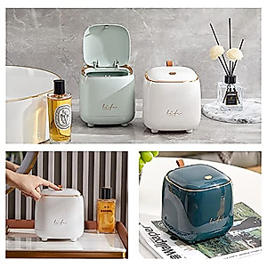 Mini Countertop Trash Can with 5 Rolls of Trash Bags, Waste Can with Press Type Lid, 0.5 Gallon/1.5 Liter Wastebasket Trash Can Dispenser, Mini Bin for Bathroom Vanity,Coffee Table (White)