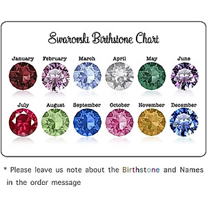 Bemobeauty Mothers Necklace, Birthstone Necklace for Mom Personalized 2 Birthstone & Name Necklaces for Women Heart Shape Pendent Necklace for Grandma Mom Customized Jewelry Gifts