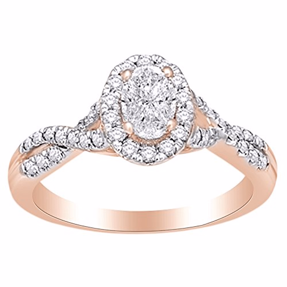 AFFY 0.75 CT White Natural Diamond Twist Shank Engagement Wedding Ring In 14k Rose Gold With RING Size-8