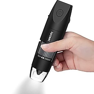Digital Microscope Wireless Pocket Handheld USB Microscopes, 50x-1000x Zoom Fixed Focus HD Magnifier with LEDs, Inspection Camera Compatible with iPhone, Android Phone, MacBook, Windows PC (Black)