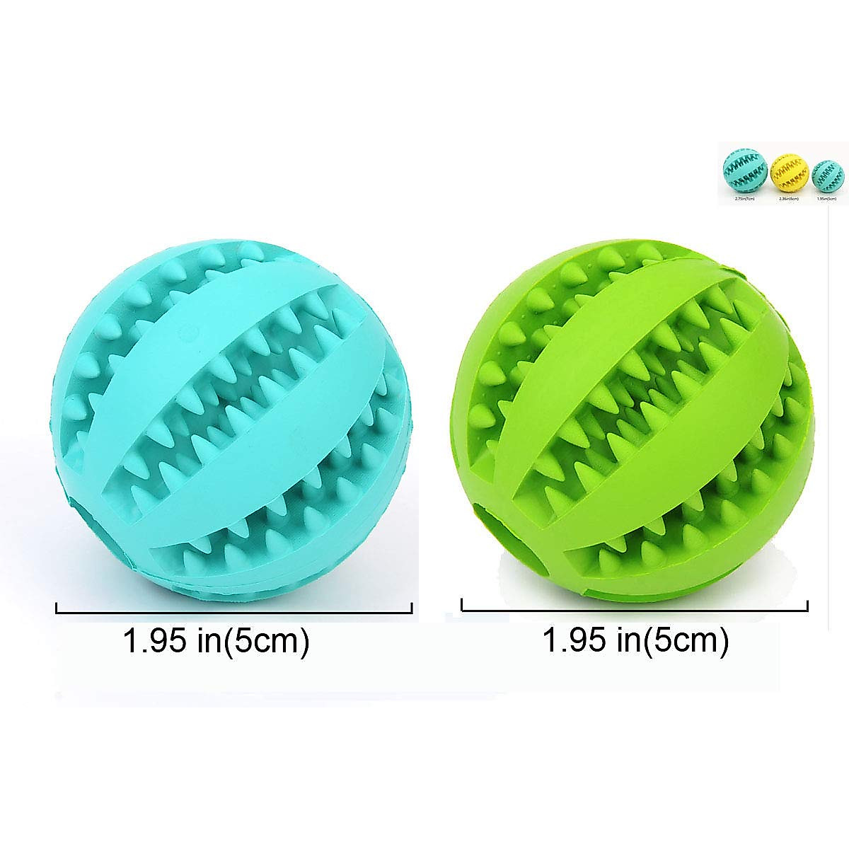 Sunglow 2 Pack Dog Toy Ball，Nontoxic Bite Resistant Teething Toys Balls for Small/Medium/Large Dog and Puppy Cat, Dog Pet Food Treat Feeder Chew Tooth Cleaning Ball Exercise Game IQ Training Ball
