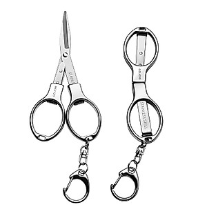 Folding Scissors, 2 PCS Secure Portable Keychain Travel Scissors, Stainless Steel Retractable Knife, Secure Portable Travel Travel Scissors for Home, Office, Fishing