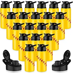 Yaomiao 20 Pcs Softball Water Bottles Aluminum Softball Gifts Tumbler Snap Lid Leak Proof Baseball Sports Bottle Baseball Accessories for Gym Sports Travel Coffee Friends Men Girls (17 oz)