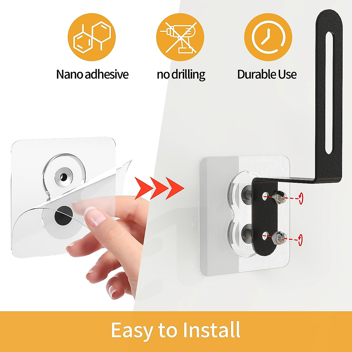 Taaji Hat Hanger for Wall 6 Packs, Adhesive Hat Hooks for Wall, Metal Baseball Hat Rack for Wall No Drilling, Sticky Hat Storage for Baseball Caps