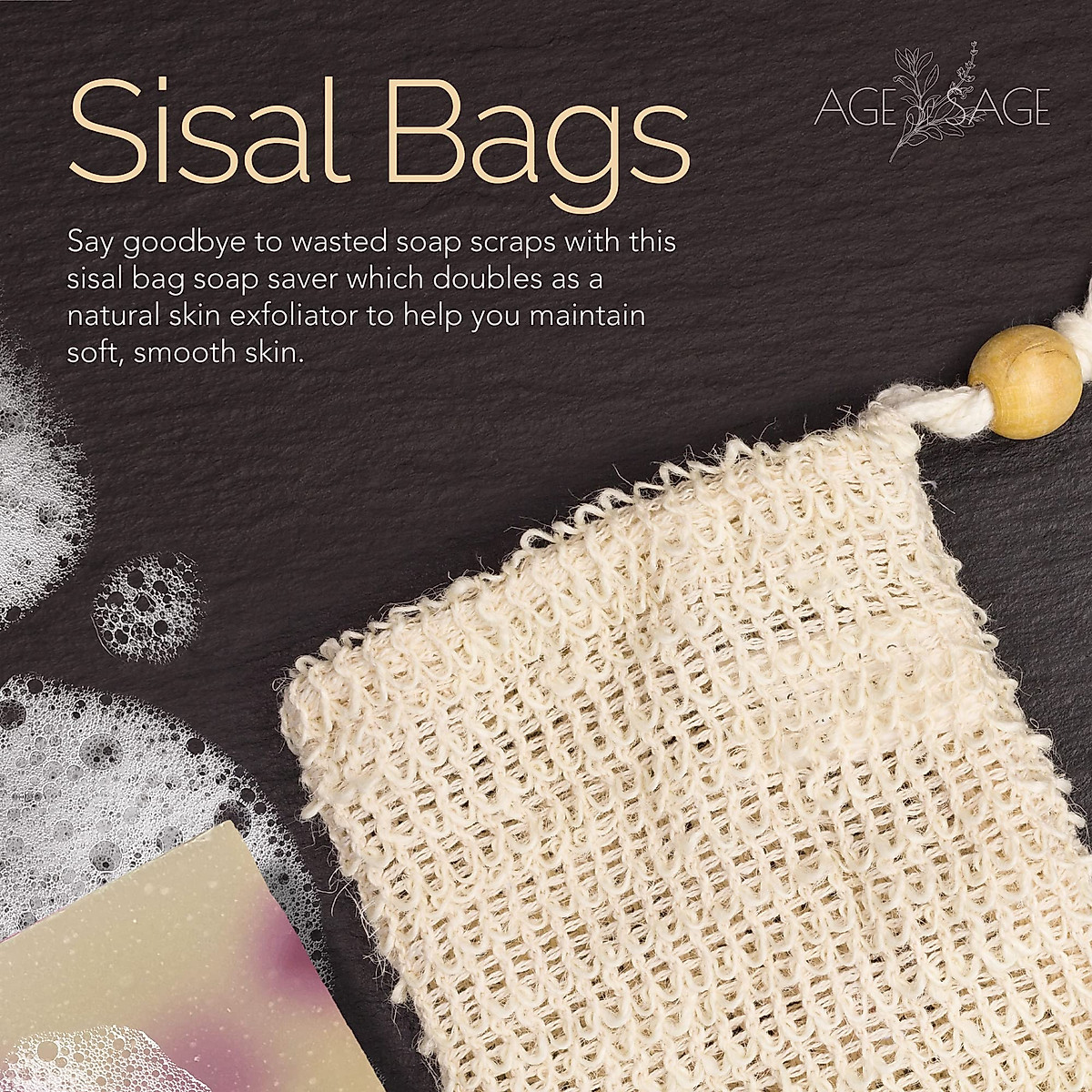 Age of Sage Natural Soap Bar w/ Sisal Bag, Vegan Artisan Soap Bar Set for Women, Body Soap in Bar Soap Pouch, Natural Bath Soaps w/ Essential Oils, 4 Plain Body Soap Bars, Pomegranate Cherry