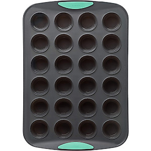 Trudeau Structure Silicone Muffin Pan, 24 Cup Mini, Grey/Mint