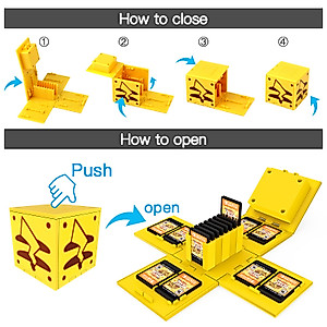 UFOPETIE 16 in 1 Game Case for Nintendo Switch Game Storage,Compatible with Nintendo Switch Case Pokemon Theme,Nintendo Switch Game Card Holder,for Switch Accessories-Tail-Thumb Grip 2PCS