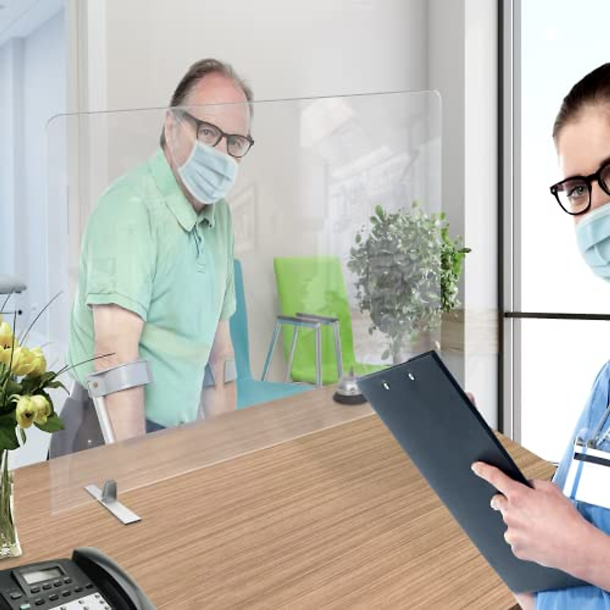 Plexiglass Table Top Sneeze Guard – Desk Divider for Students, Office, Transactions – Acrylic Shield | (24" x 36")