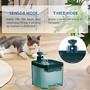 SmartTail Cat Water Fountain,Pet Water Fountain for Cats Indoor Battery Operated,74oz/2.2L Automatic Dog Water Dispenser with a Filter,Water Level Window,BPA-Free, Green