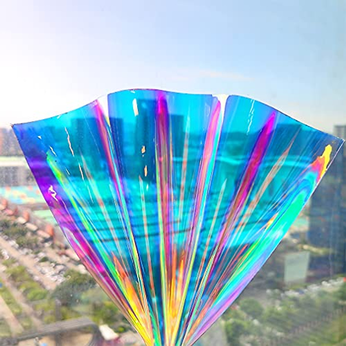 10 Pieces A4 Holographic Clear PVC Fabric Iridescent Transparent Vinyl Mirrored Foil Laser Crafts Fabric for Sewing Crafts DIY Bows Jewlery Making, 30X21CM