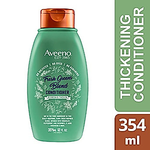 Aveeno, Fresh Greens Blend Sulfate-Free Conditioner with Rosemary, Peppermint & Cucumber to Thicken & Nourish, Clarifying & Volumizing for Thin or Fine Hair, Paraben-Free, 12oz