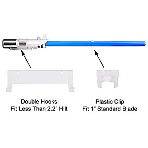 LEKUSHA Horizontal Lightsaber Wall Mount Holder Light Saber Display Rack Hook Stand, Compatible for Any Lightsaber, Clear Pack of 2