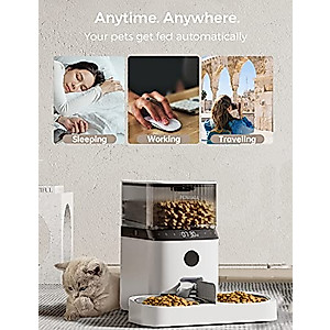 PETVIAGA Automatic Cat Feeders for Two Cats, 5L Multiple Cat Feeder with Timer, 2-Way Divider & Dual Stainless Steel Bowls, Timed Dog Food Dispenser for Dry Food with 1-6 Meals & 20 Portions Control