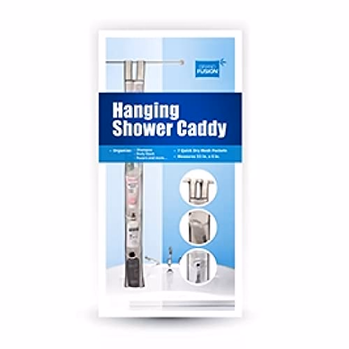 Grand Fusion Hanging Shower Caddy, Fabric Shower Caddy with Mesh Design, And Attached Hook And Loop, Pack of 1