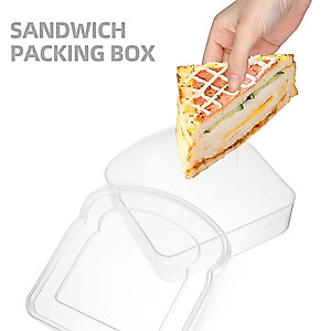 Luxshiny Toast Shape Sandwich Box 2pcs Clear Plastic Sliced Toast Holder Microwave and Freezer Safe Food Storage Container for Camping