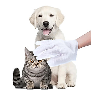 Generic Pet Bathing Wipes for Dogs & Cats - 6 Pcs Dog and & Cleaning Gloves Wipes，Gentle Cleaning for Paws, Ears, Fur, Eye and Butt, white