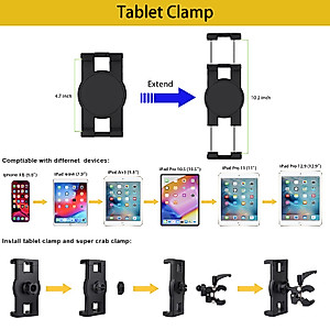 Mippko Magnetic Tablet Holder Fridge Tablet Mount for Vehicle/Cabinet/Metal Shelf/Whiteboard,360° Adjustable,Strong Magnetic Base Attracts Metal Surface,Compatible with 4.7~12.9" iPad iPhone Devices