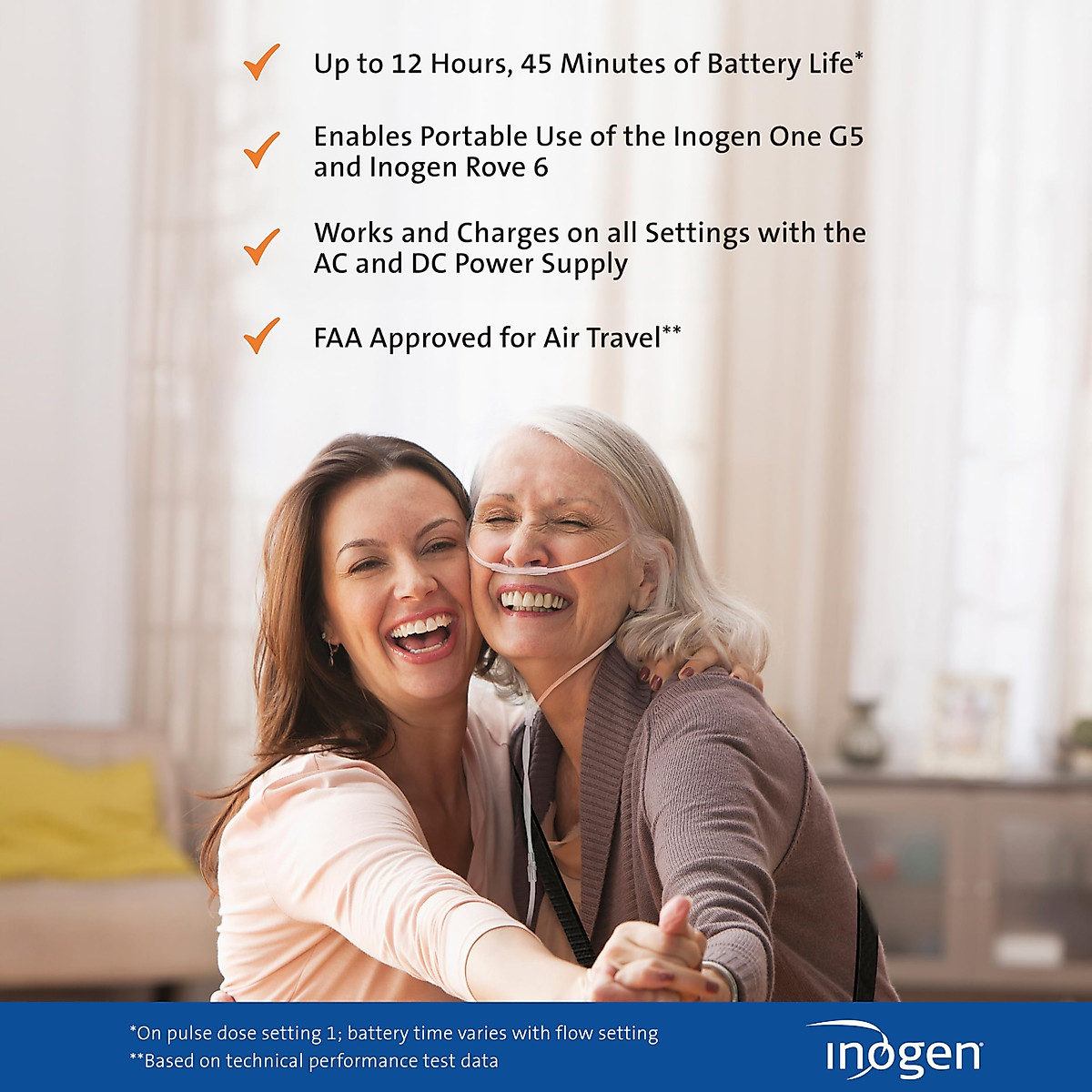 Inogen Extended (16-cell) Battery - for the Inogen One G5/Inogen Rove 6 - Up to 12 hours, 45 minutes of battery life on setting 1-2.18 lbs.